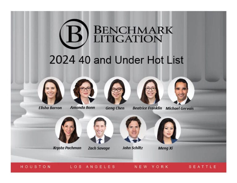 Nine Partners Recognized on Benchmark Litigation’s 40 and Under Hot List | Susman Godfrey L.L.P.