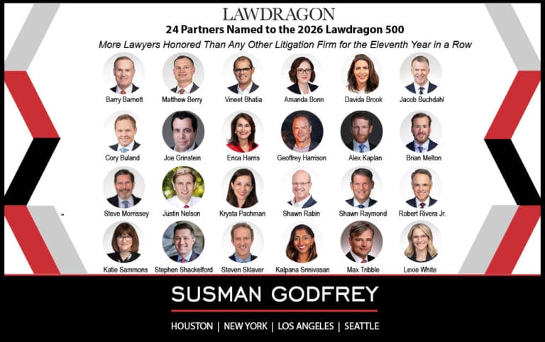 Susman Godfrey Maintains Its Lead Among Litigation Firms on Lawdragon’s ...